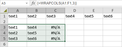 WRAPCOLS Function